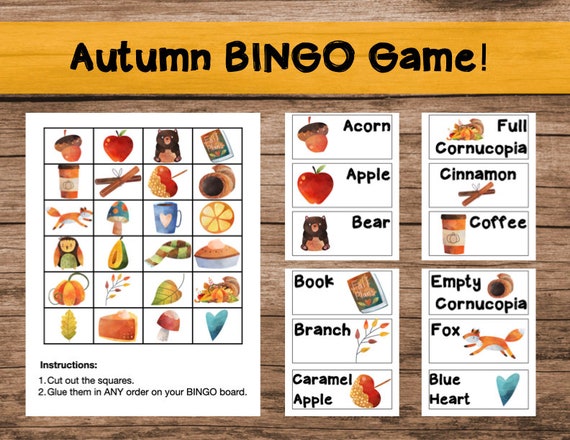 Fall Bingo Game for Elementary Students Autumn Literacy - Etsy