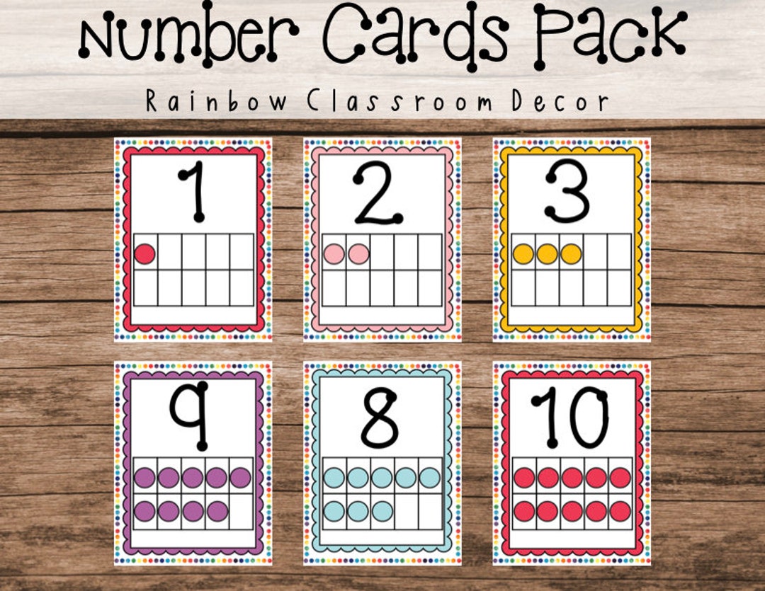 Colorful Rainbow Number Cards Pack Math Printable Classroom Wall ...