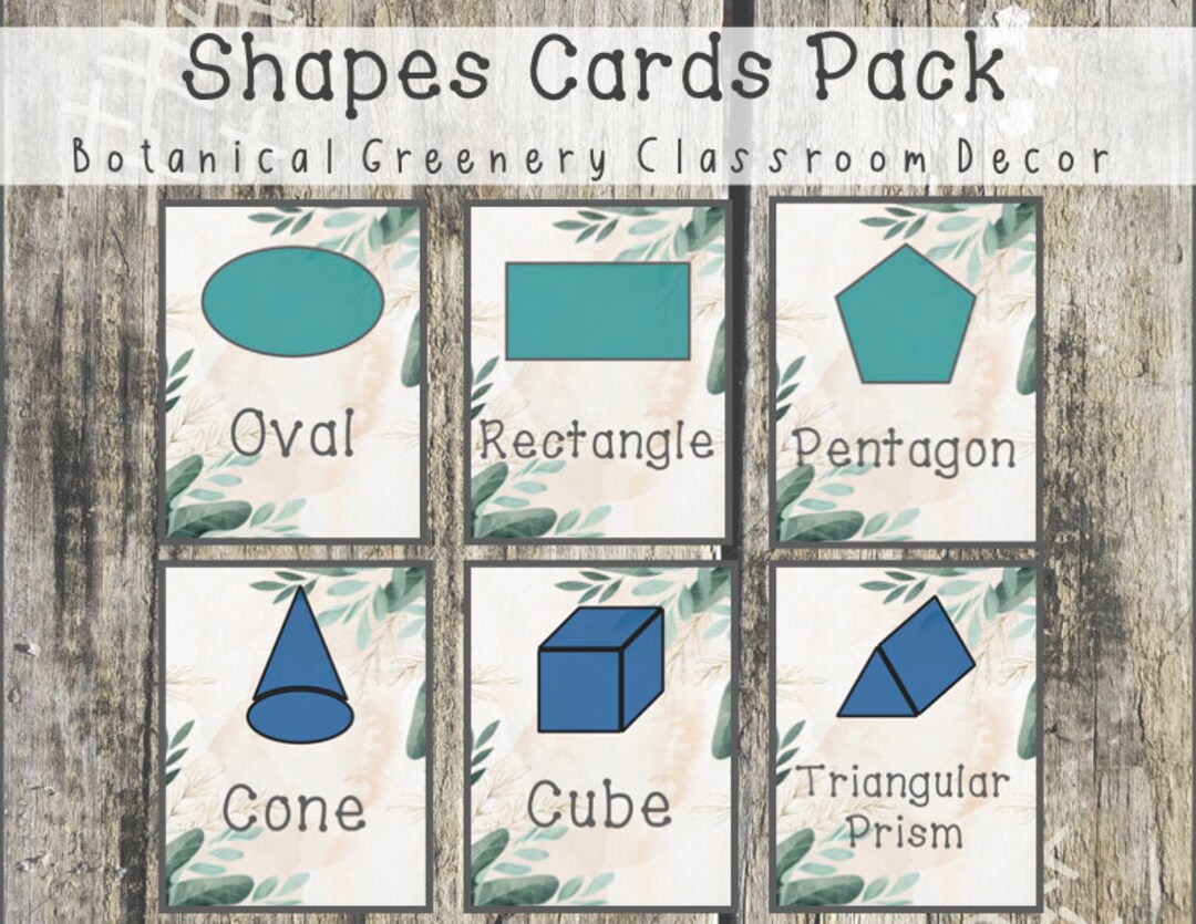 Classroom Shapes Posters Botanical Greenery | 2D and 3D Shapes ...