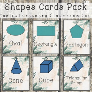 Classroom Shapes Posters Botanical Greenery | 2D and 3D Shapes ...