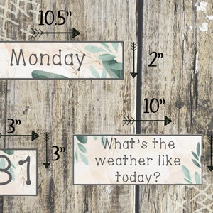 Classroom Calendar and Weather Display Botanical Greenery Printable ...