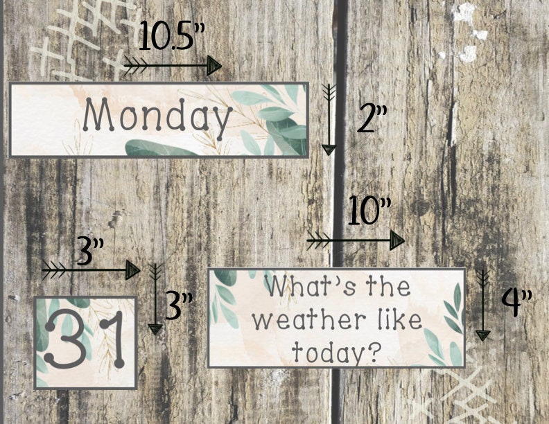 Classroom Calendar and Weather Display Botanical Greenery Printable ...