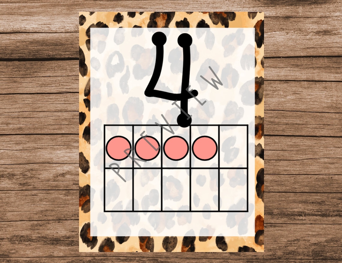 Leopard Print Number Card Posters Printable Animal Print - Etsy