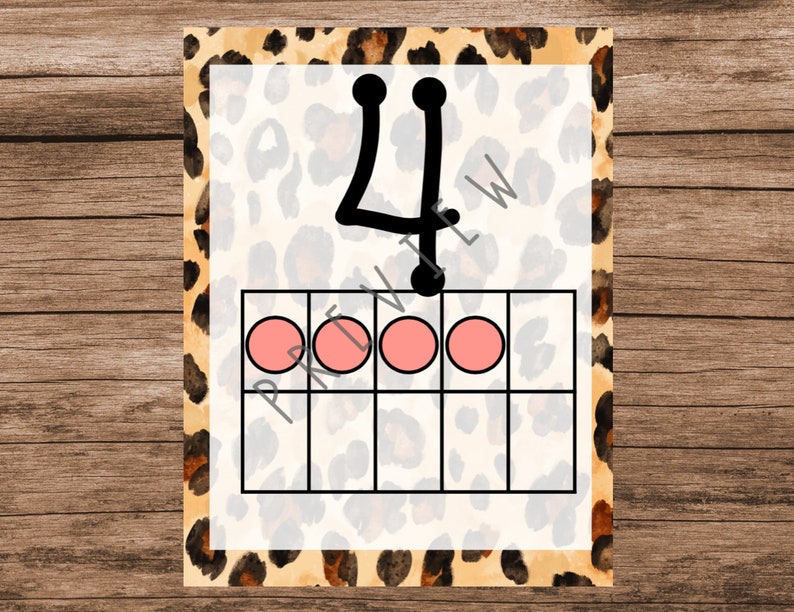 Leopard Print Number Card Posters Printable | Animal Print Decor ...
