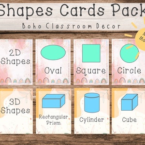 Modern Boho Shape Posters Printable | Classroom Shapes Wall Hangings - Etsy