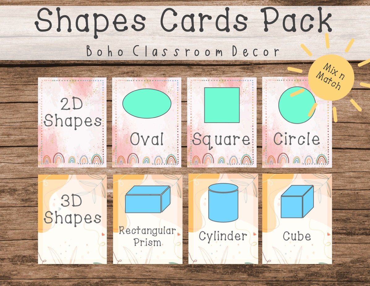 Modern Boho Shape Posters Printable | Classroom Shapes Wall Hangings - Etsy