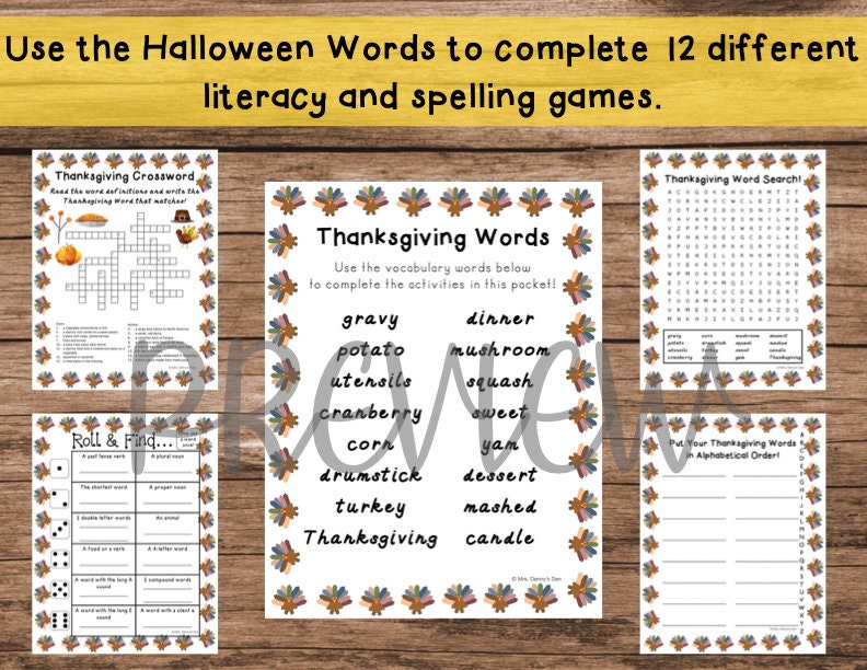 Thanksgiving Vocabulary Word Study Activities for Students | Autumn ...