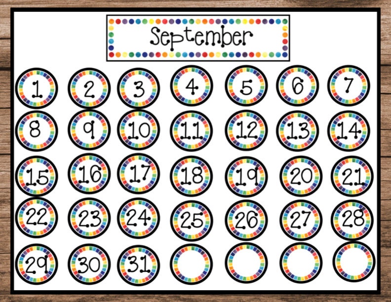 Colorful Rainbow Classroom Calendar and Weather Display Set Printable ...