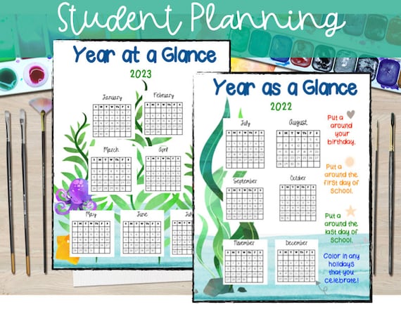 Ocean Printable Student Planning Calendar Student Resources - Etsy