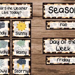Leopard Print Classroom Calendar and Weather Display Chart Printable ...