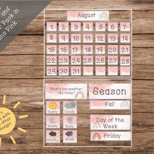 Classroom Calendar Chart | Printable Modern Boho Calendar Set - Etsy