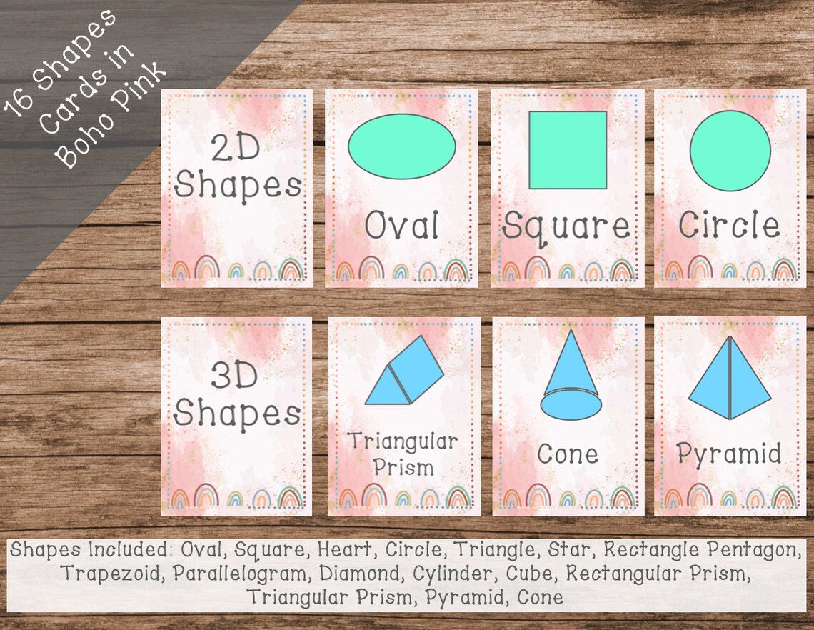 Modern Boho Shape Posters Printable Classroom Shapes Wall - Etsy