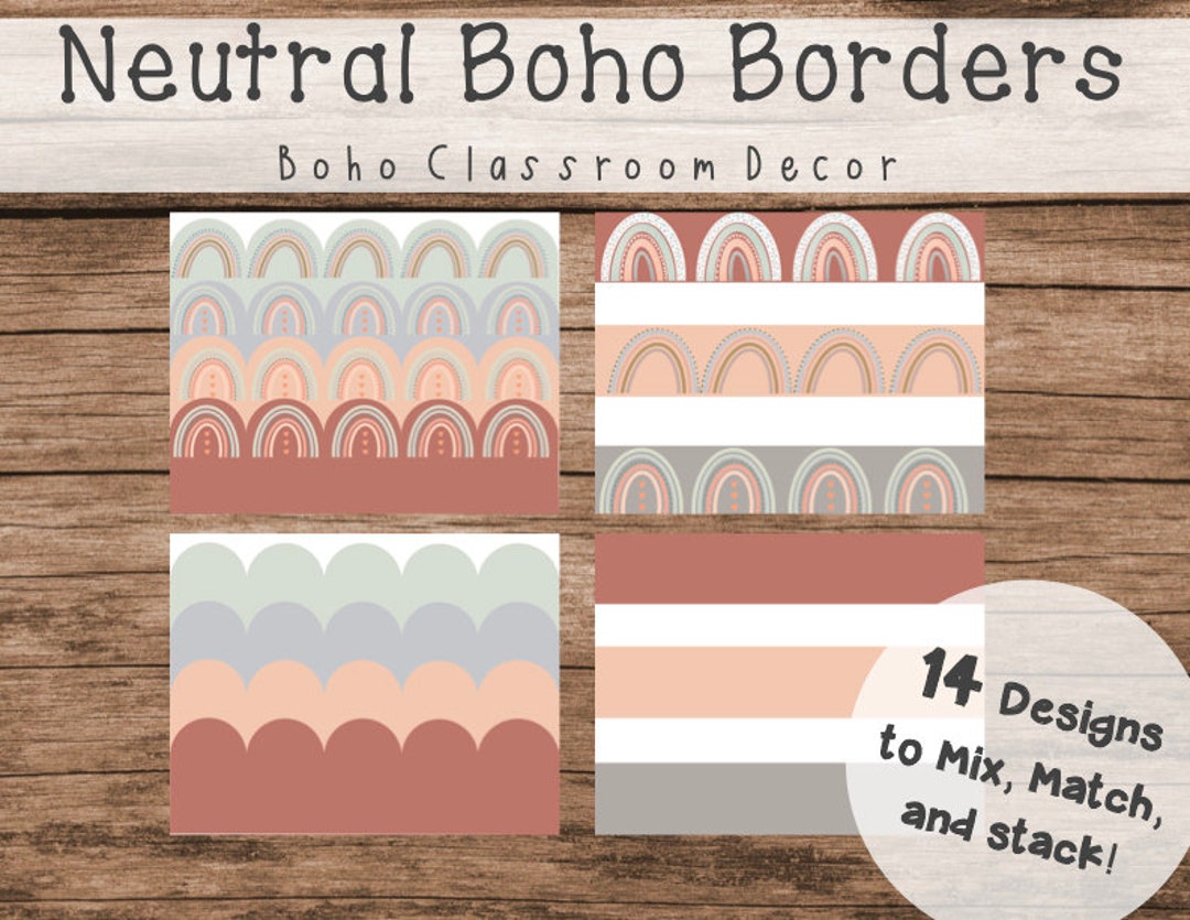 Neutral Boho Bulletin Board Borders Printable | Boho Classroom Decor ...
