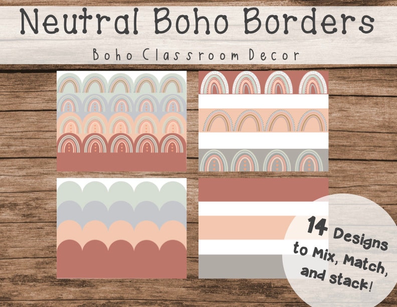 Neutral Boho Bulletin Board Borders Printable | Boho Classroom Decor ...