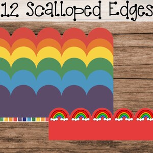 Rainbow Bulletin Board Borders Printable Bright Rainbow - Etsy