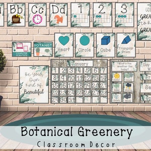 Classroom Shapes Posters Botanical Greenery | 2D and 3D Shapes ...