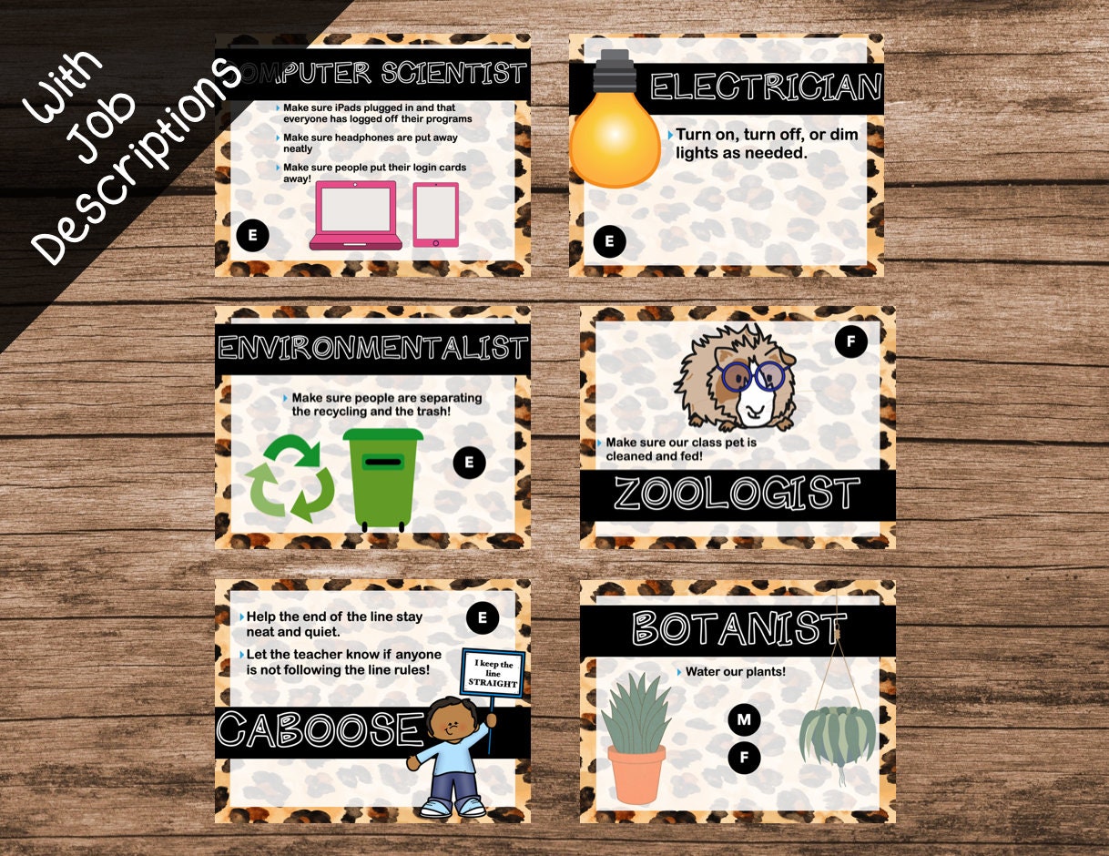 Leopard Print Editable Classroom Jobs Chart Printable | Classroom ...