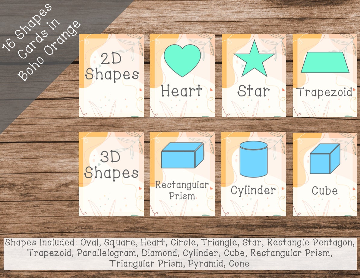 Modern Boho Shape Posters Printable Classroom Shapes Wall Hangings - Etsy