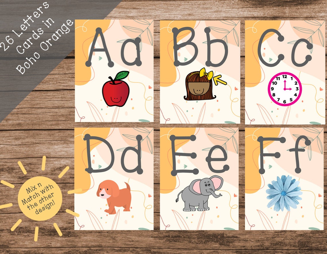 Modern Boho Alphabet Chart for Classroom Alphabet Poster Wall Hangings ...