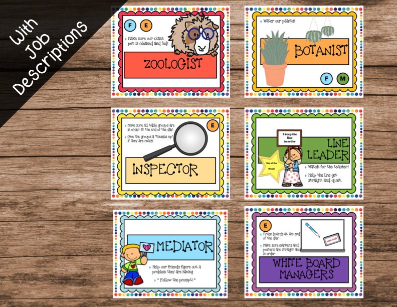 Colorful Rainbow Editable Classroom Jobs Posters Bright - Etsy