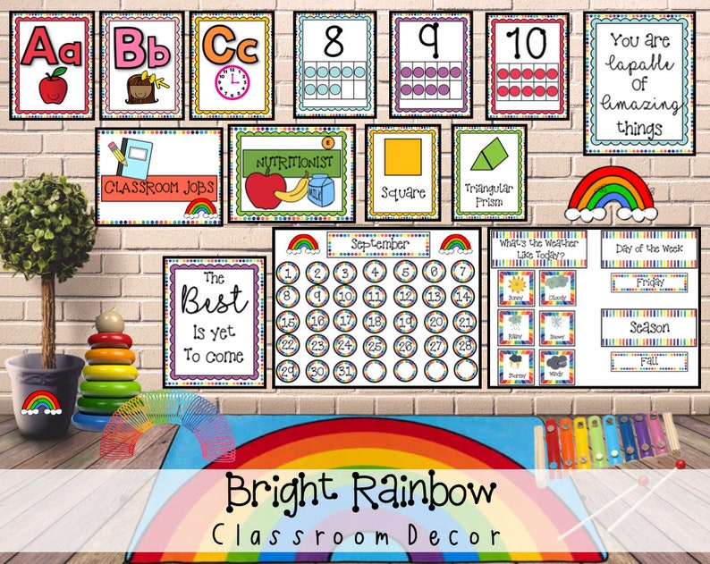 Colorful Rainbow Shapes Posters Printable 2D and 3D Shapes Classroom ...