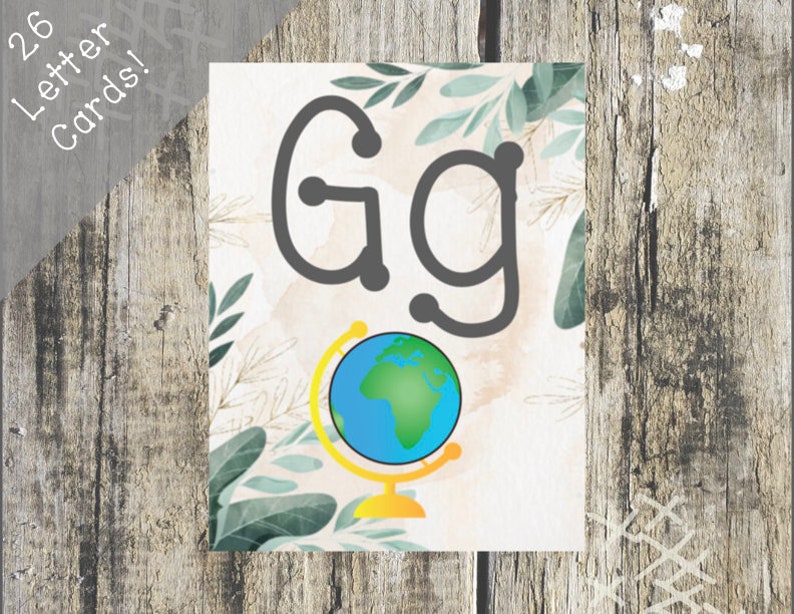 Classroom Alphabet Cards Botanical Greenery | Uppercase and Lowercase ...