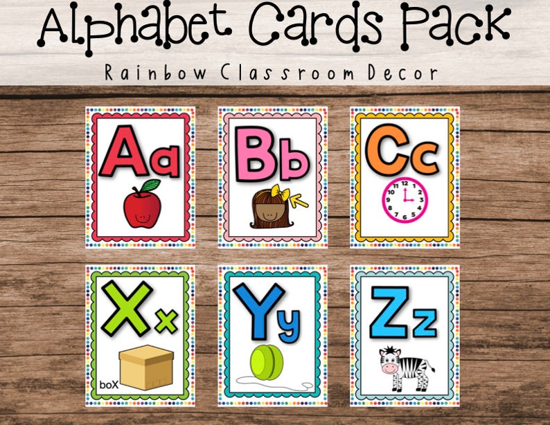 Colorful Rainbow Classroom Alphabet Cards Printable - Etsy