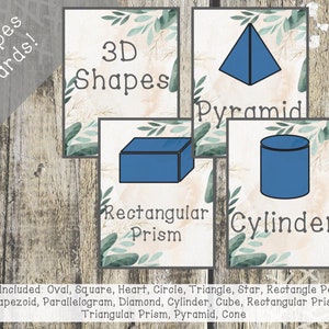 Classroom Shapes Posters Botanical Greenery 2D and 3D Shapes Classroom ...