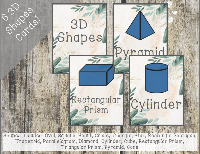Classroom Shapes Posters Botanical Greenery 2D and 3D Shapes Classroom ...