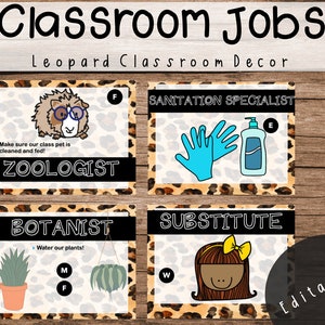 Leopard Print Editable Classroom Jobs Chart Printable | Classroom ...