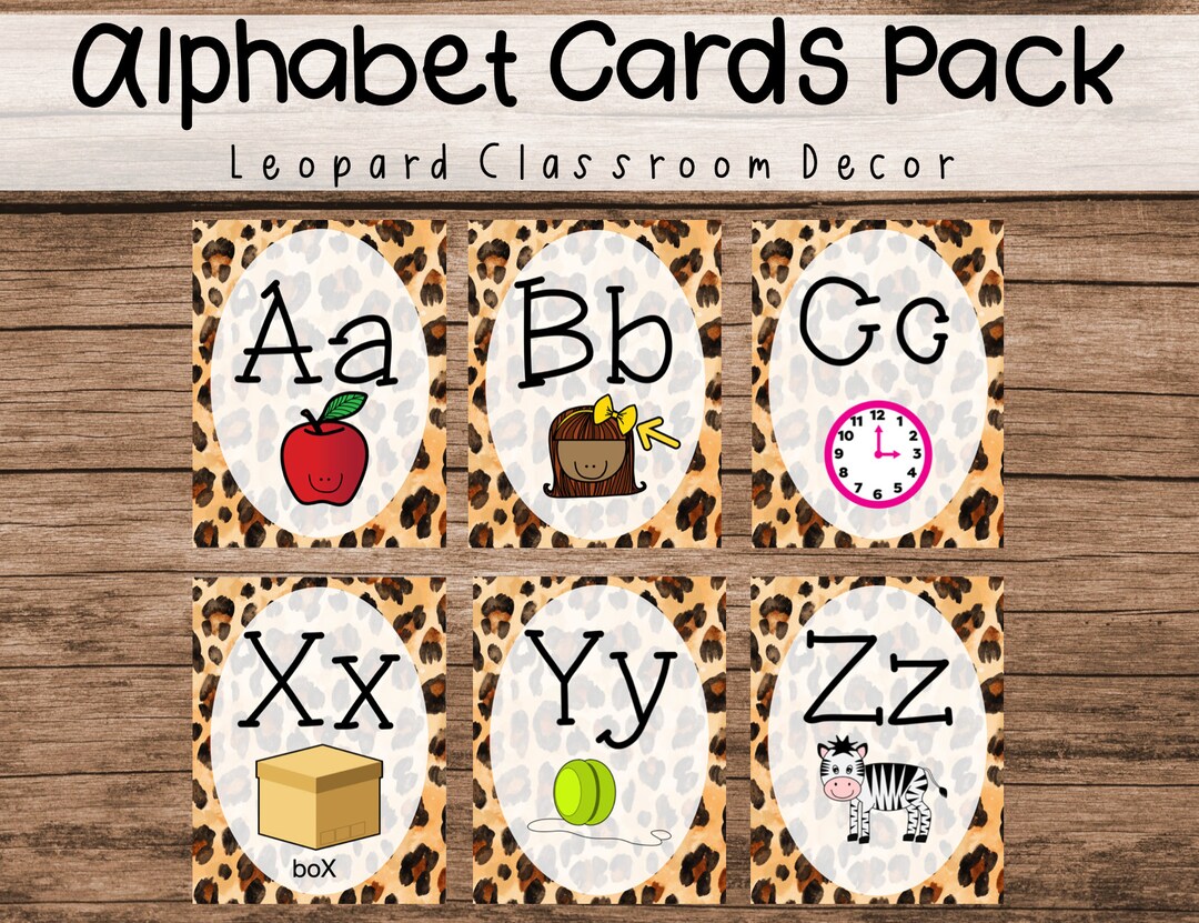 Leopard Print Classroom Alphabet Cards Uppercase and Lowercase Letter ...