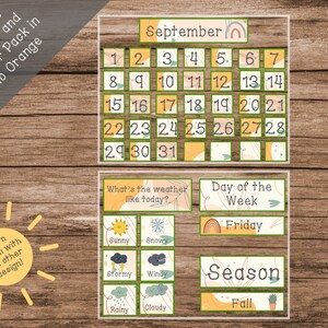 Classroom Calendar Chart | Printable Modern Boho Calendar Set - Etsy