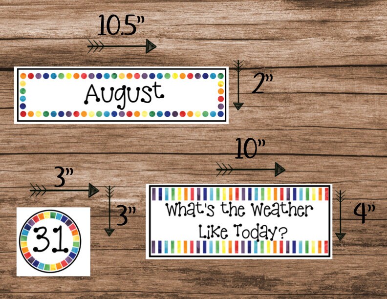 Colorful Rainbow Classroom Calendar and Weather Display Set Printable ...