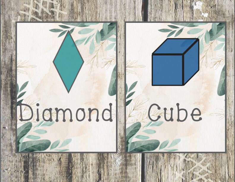 Classroom Shapes Posters Botanical Greenery 2D and 3D Shapes Classroom ...