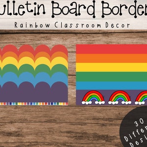 Rainbow Bulletin Board Borders Printable Bright Rainbow - Etsy