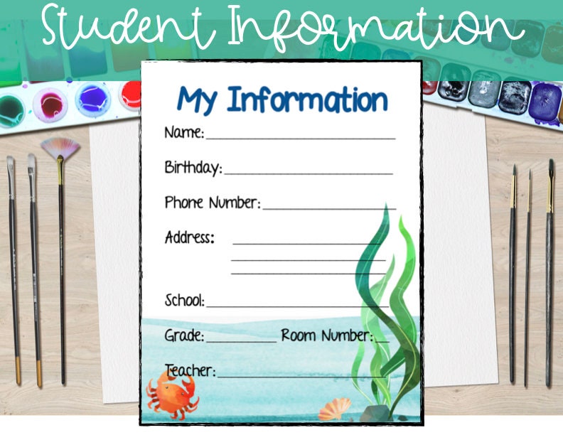 Ocean Printable Student Information | Student Resources | Homeschool ...