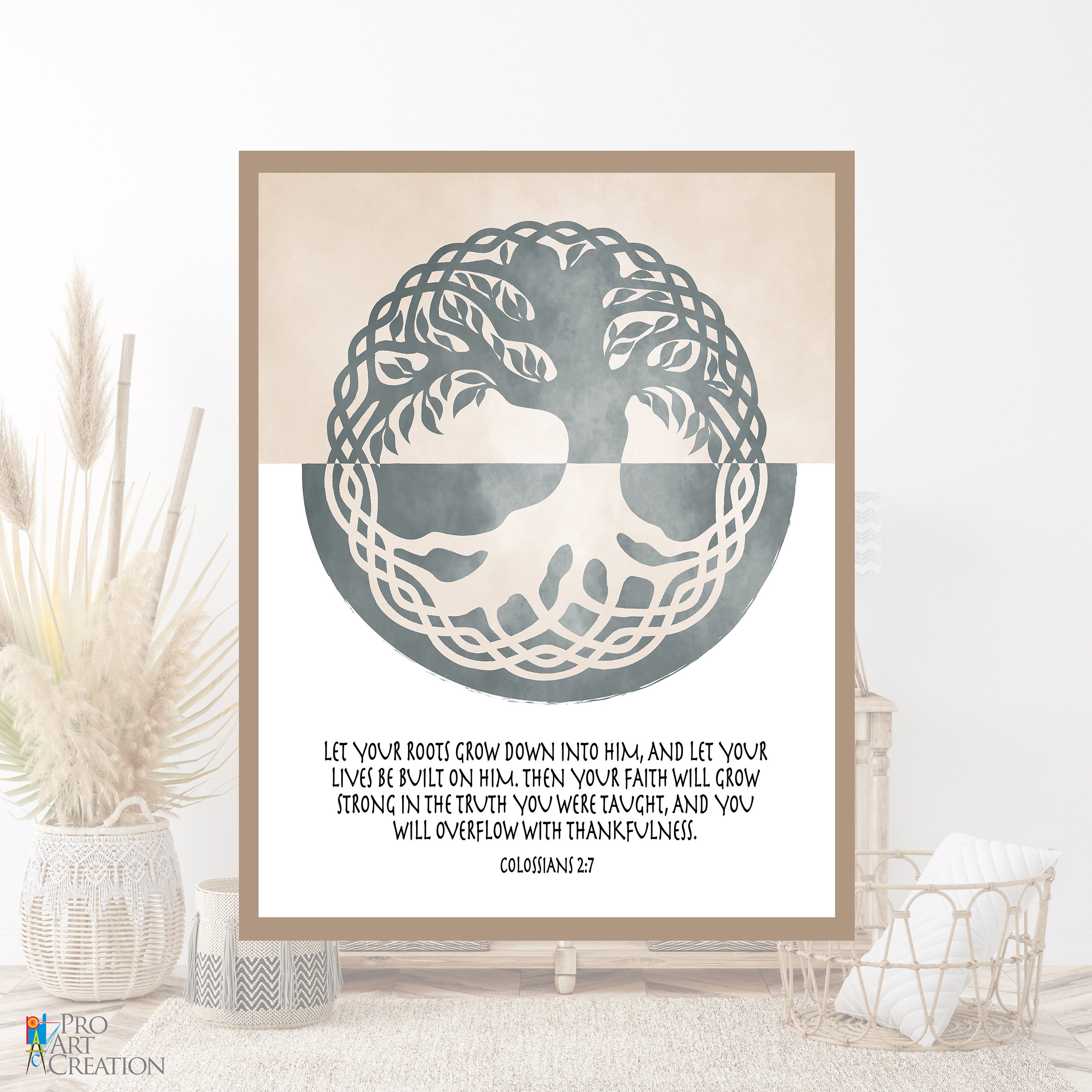 Celtic Tree Printable Wall Art, Colossians 2:7, Christian Wall Art ...