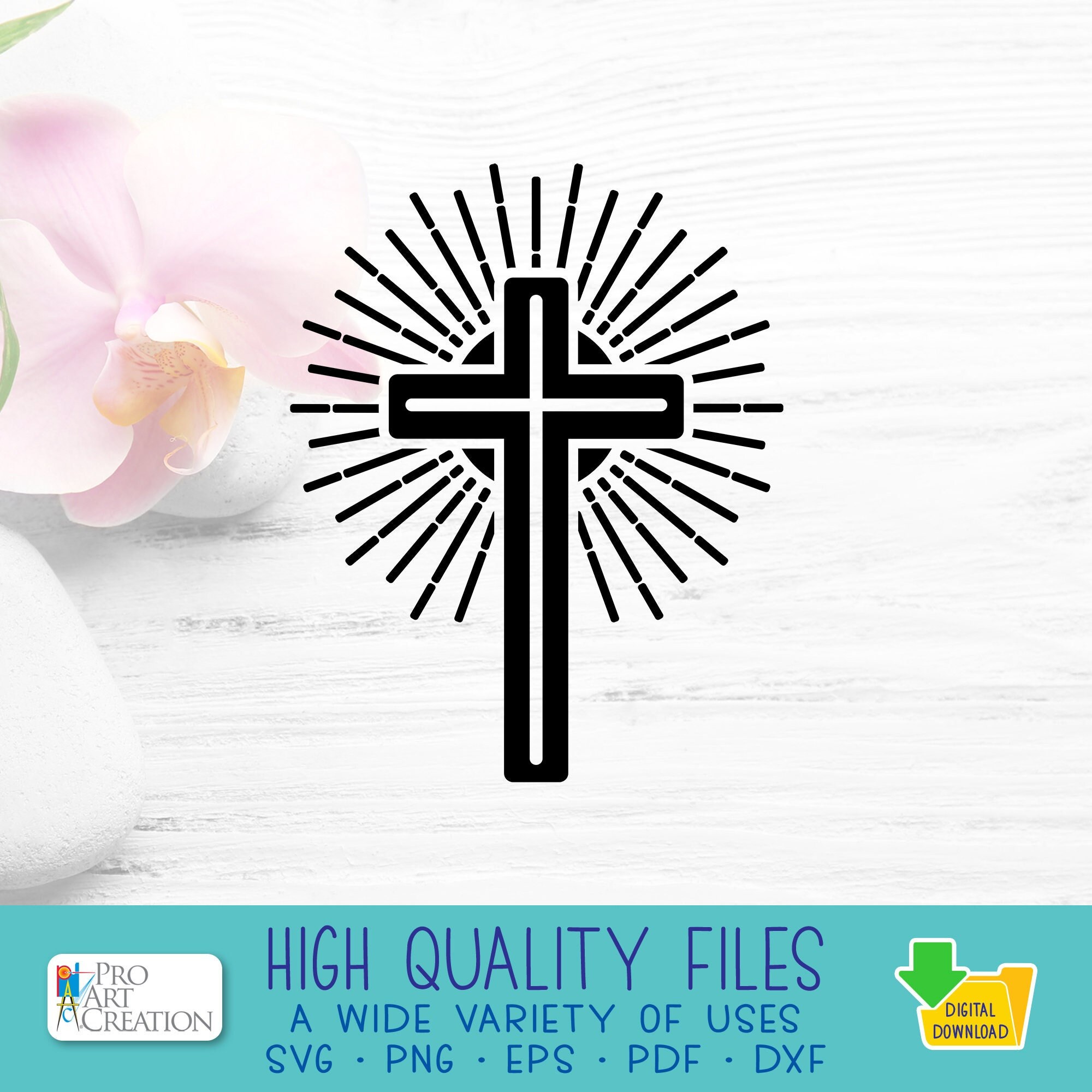 Cross and Rising Sun High Quality Digital Download File for Printing ...
