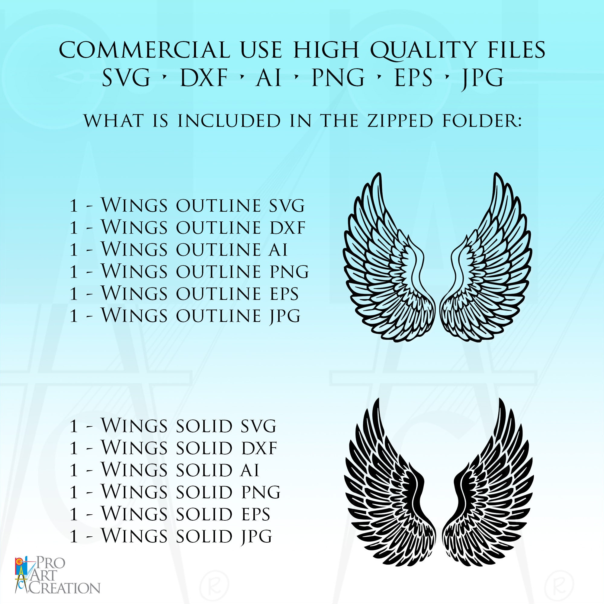 Angel Wings, Angel Wings Clip Art, Wings Cut Files for Silhouette® and ...