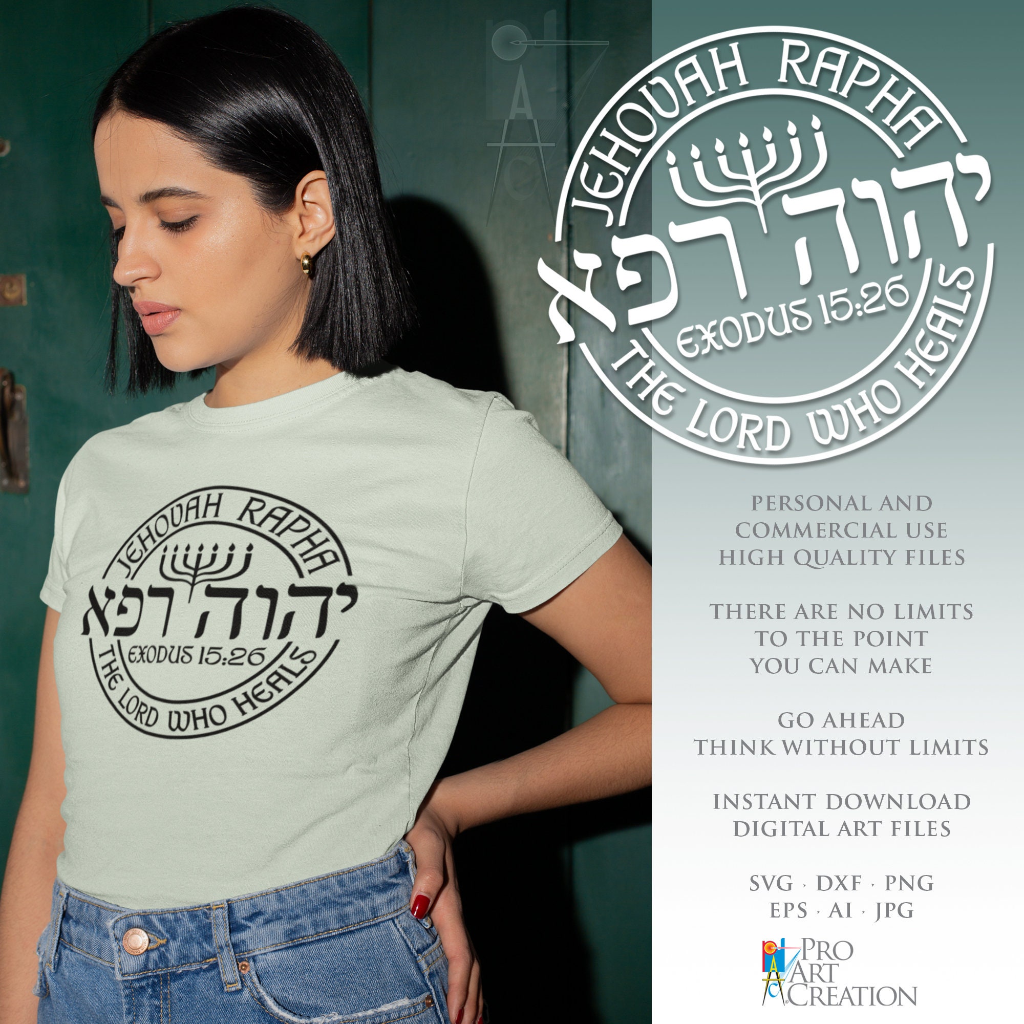 Jehovah Rapha the Lord Who Heals Svg Menorah the Names of - Etsy UK
