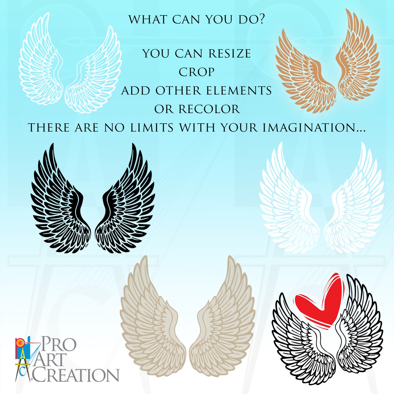 Angel Wings, Angel Wings Clip Art, Wings Cut Files for Silhouette® and ...
