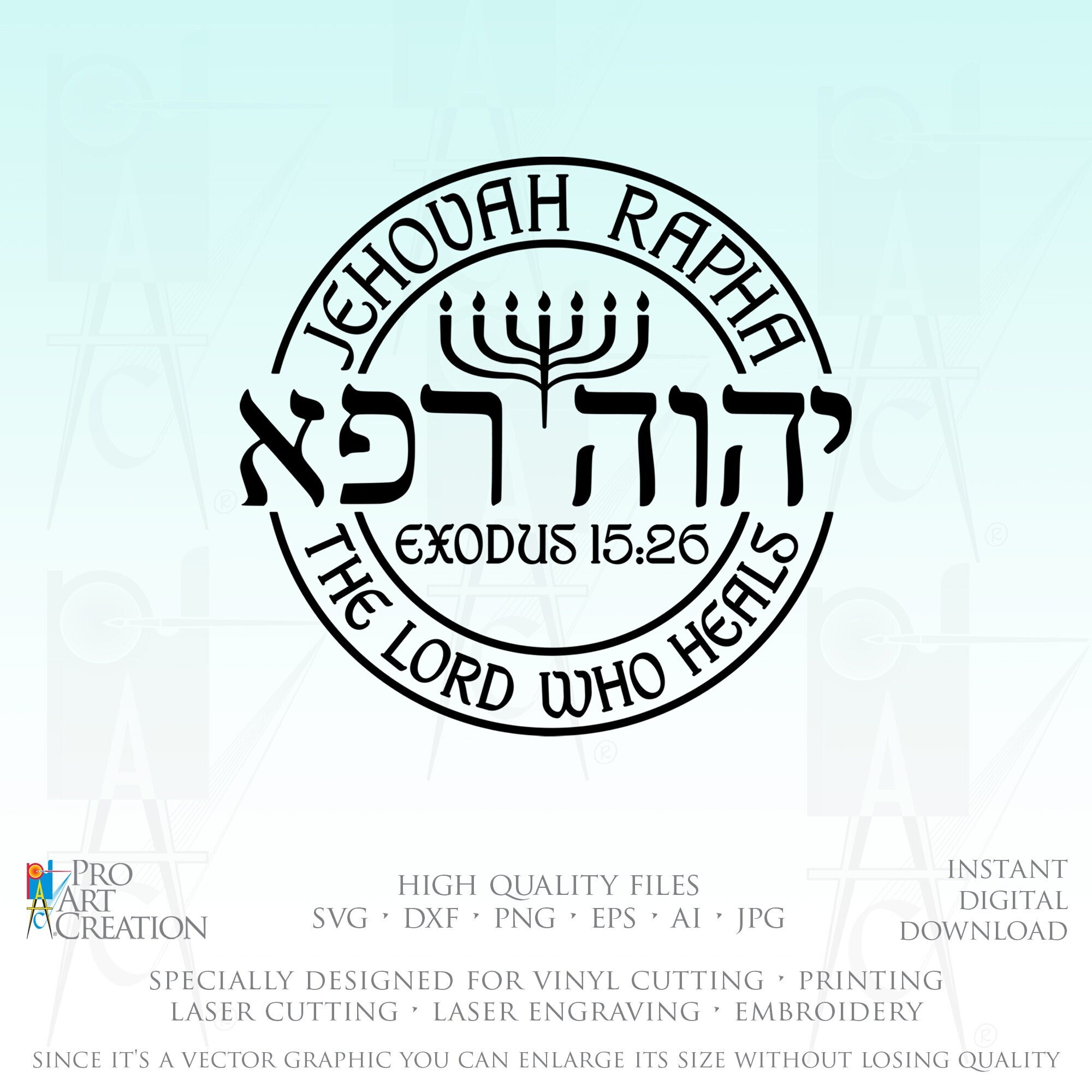 Jehovah Rapha the Lord Who Heals Svg Menorah the Names of - Etsy UK