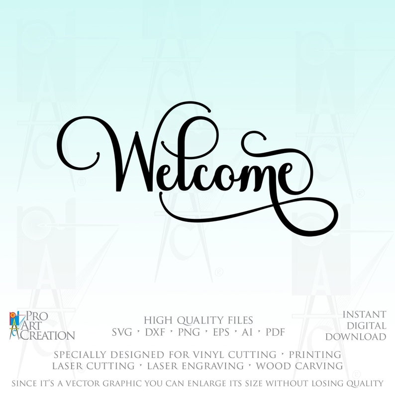Welcome Modern Lettering Sign Svg Dxf Png Pdf Vector - Etsy