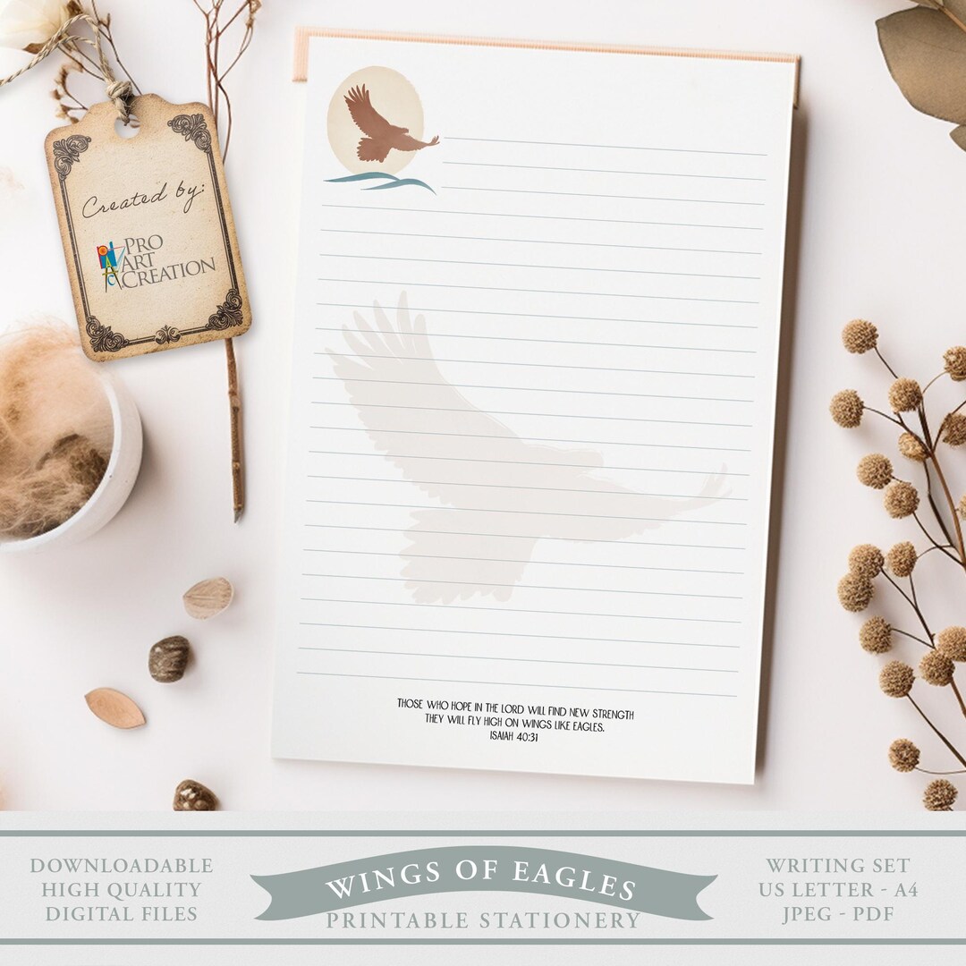 Wings of Eagles | Printable Writing Paper | Printable Stationery Set ...