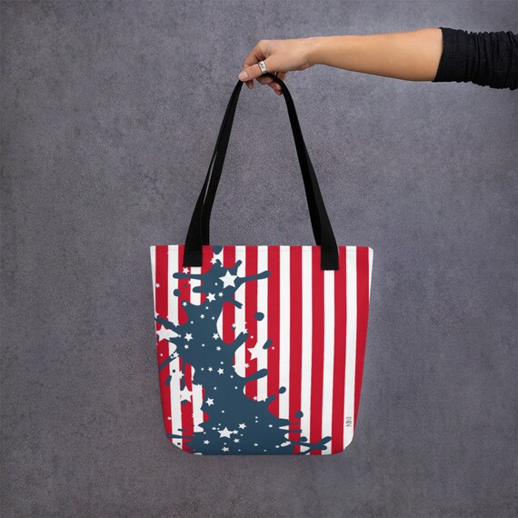 American Flag Tote Bag Market Bag Large Dual Straps - Etsy