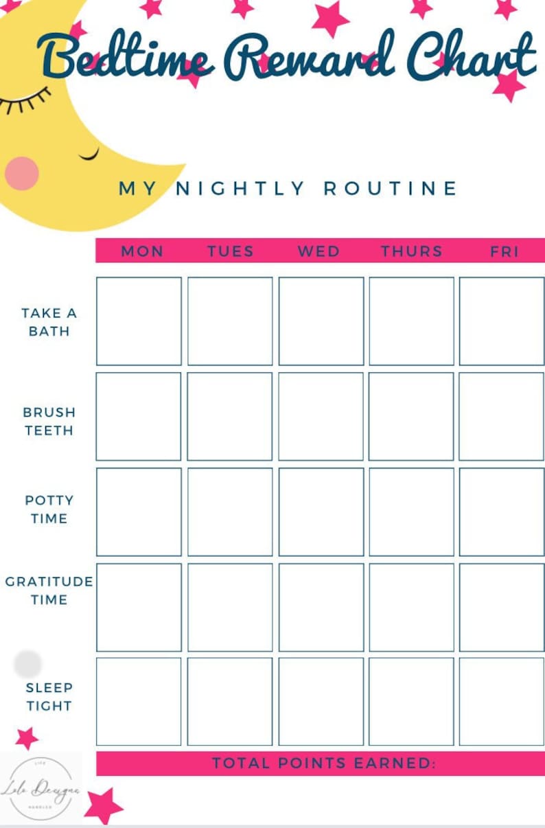 Bedtime Routine Reward Charts - Etsy