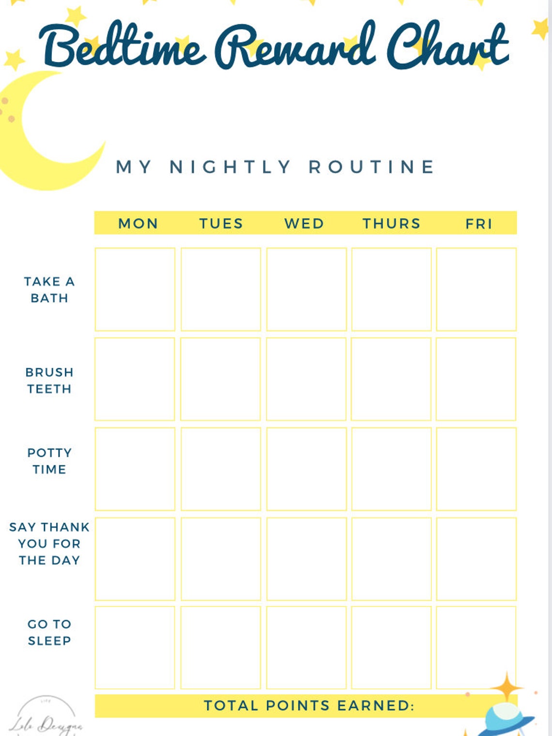 Bedtime Routine Reward Charts - Etsy