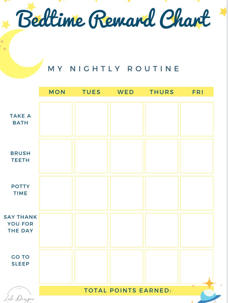 Bedtime Routine Reward Charts - Etsy