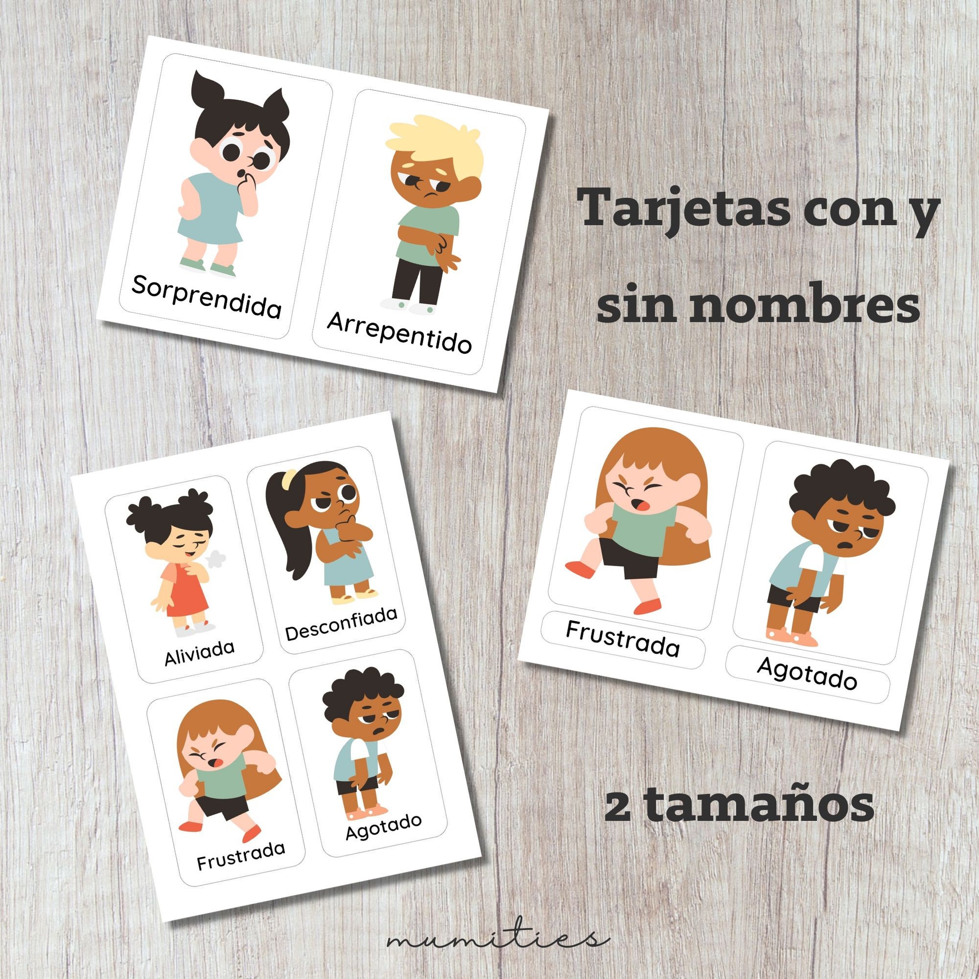 Printable EMOTIONS Flashcards 24 Cards SPANISH. Educational Cards ...