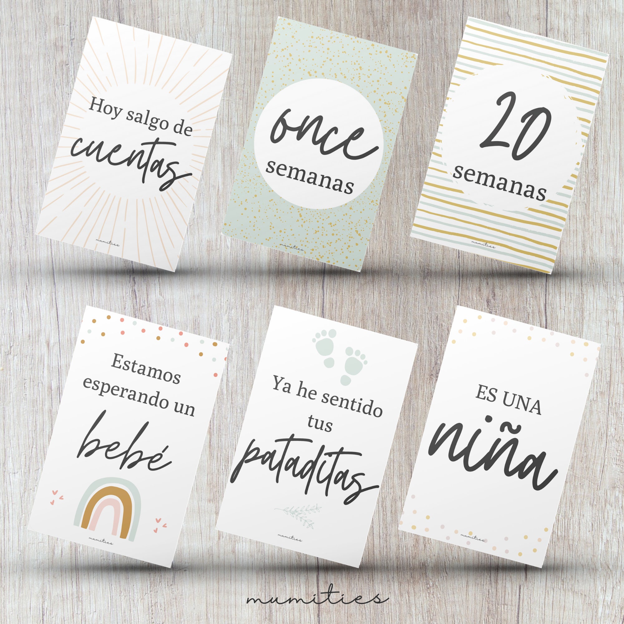 Tarjetas de embarazo imprimibles Pack de 65 cards ESPAÑOL. | Etsy España